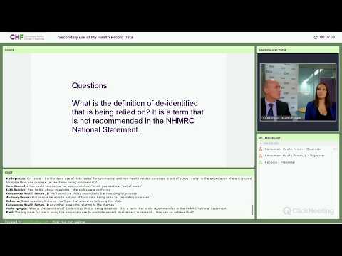 Webinar - Secondary use of My Health Record data