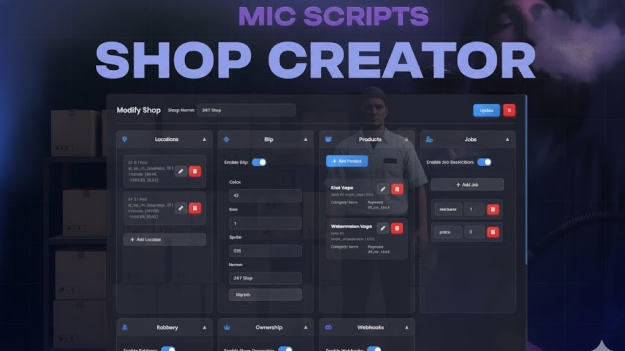 Shop Creator Script [ESX/QBCore/QBOX] FiveM - Mic Scripts