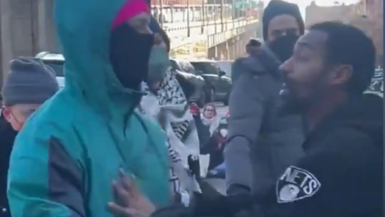 Furious driver shoves pro-Palestinian protesters blocking traffic in NYC