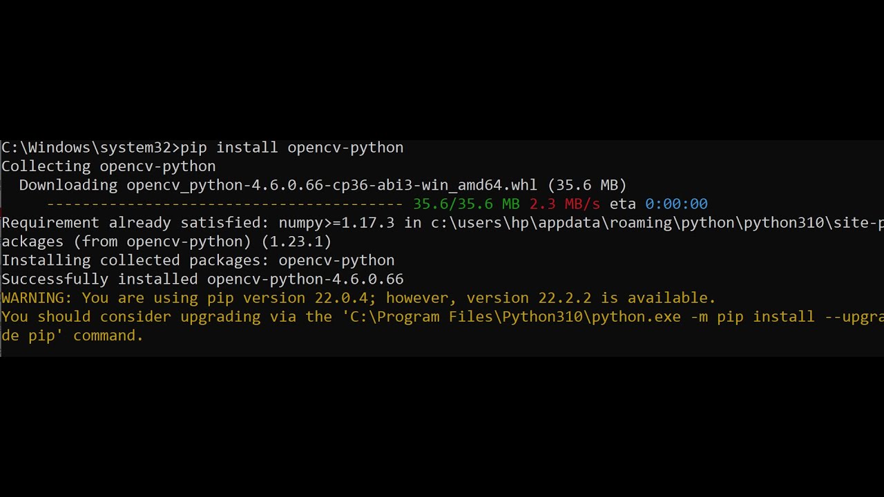 pip install opencv-python | python | itechsoftwareacademy