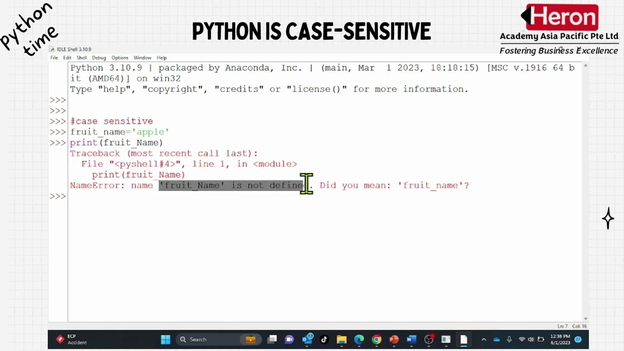 How python is case sensitive?