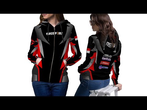 Jaket Hoodie Esports Gamers Wanita Free Fire Zipper Art 3