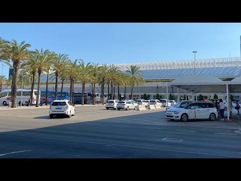 Rush hour at Palma de Mallorca Airport taxi stands and coaches in peak season From 11.08.22