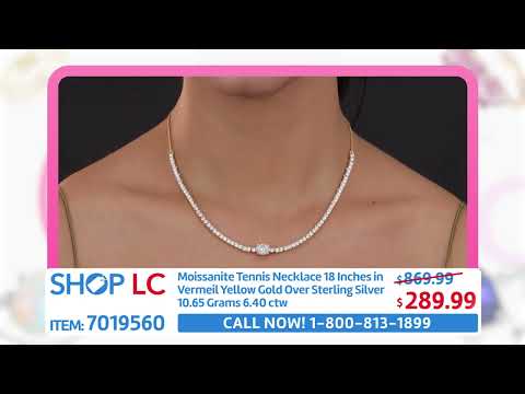 Collector's Vault: Moissanite Tennis Necklace 18 Inches in Vermeil Yellow Gold Over Sterling Silver