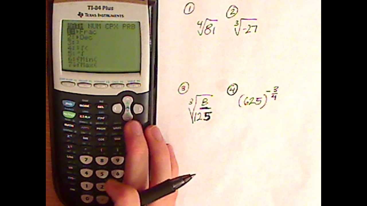algebra - rational exponents - TI-84 - examples