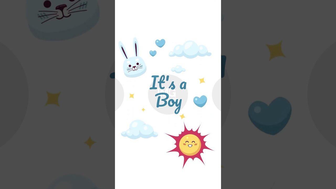 Its a boy birth announcement 2D card vertical animation