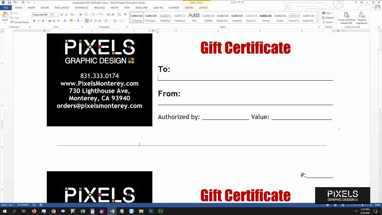 Free Gift Certificate templates