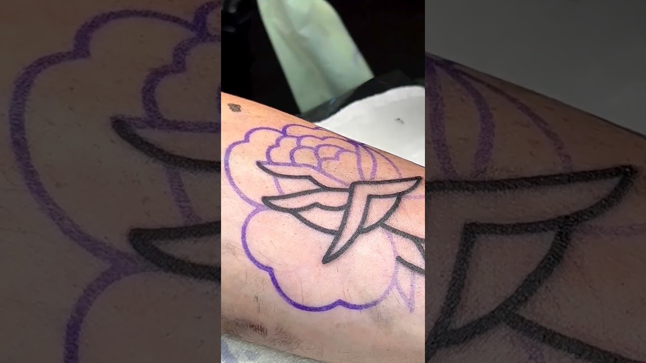 Bold lines linework traditional rose tattoo artist Pass #tattooartist #tattooprocess #howtotattoo
