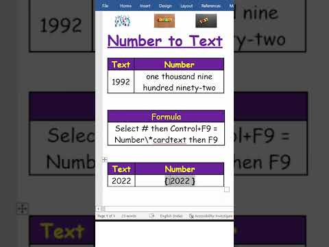 #Shorts - Convert Number to Text in Word - Convert Number into Words in MS Word in Shortcut Key