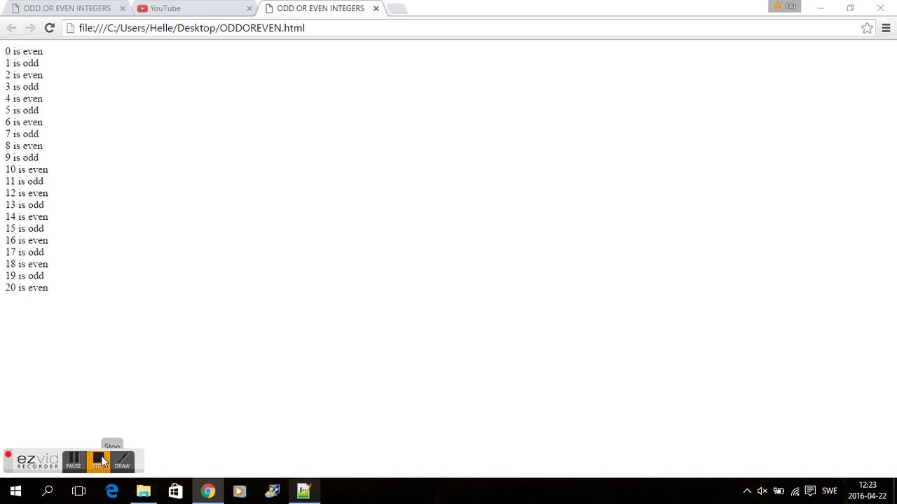 JAVASCRIPT ASSIGNMENT - ODD OR EVEN NUMBERS