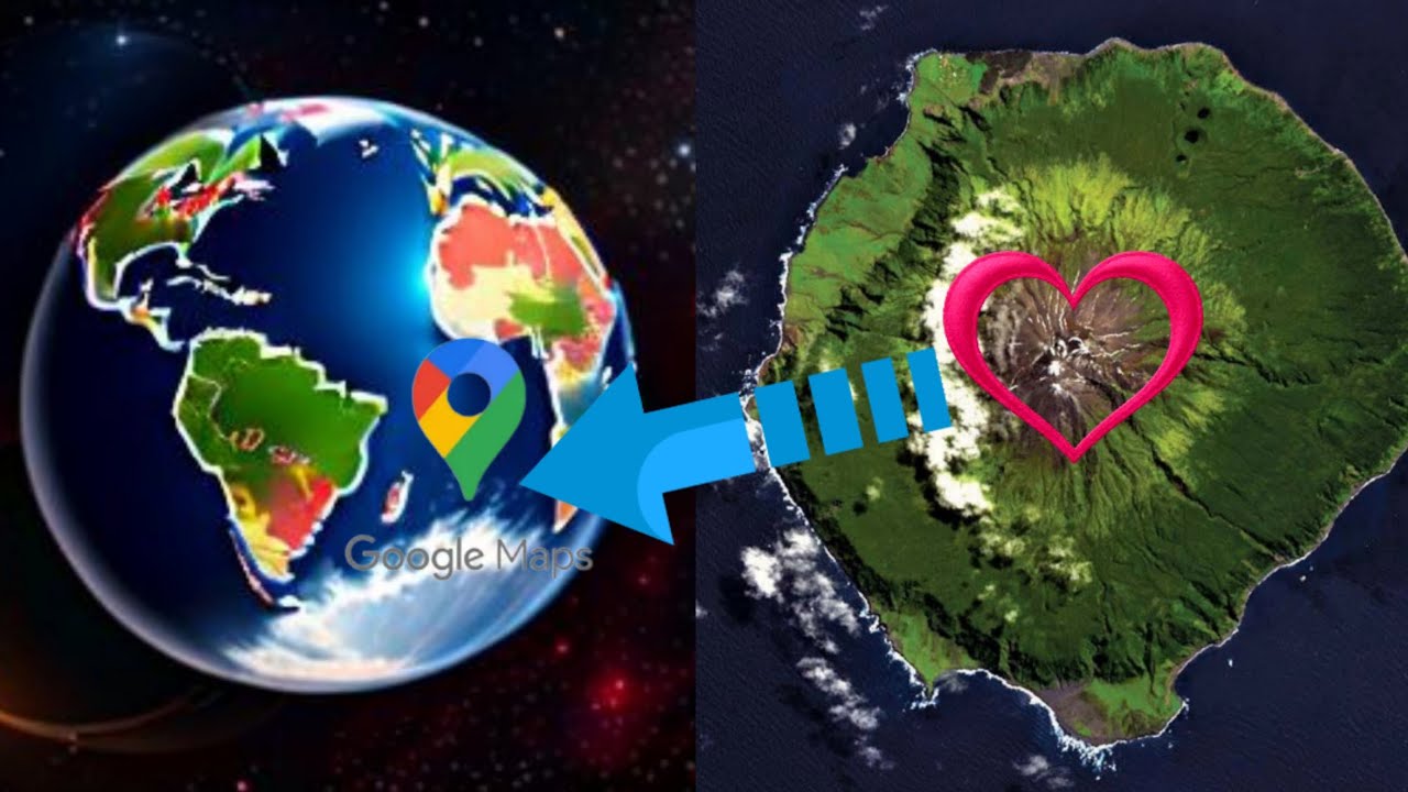 Heart-shaped lake on top of a volcanic mountain on an island in the middle of the ocean