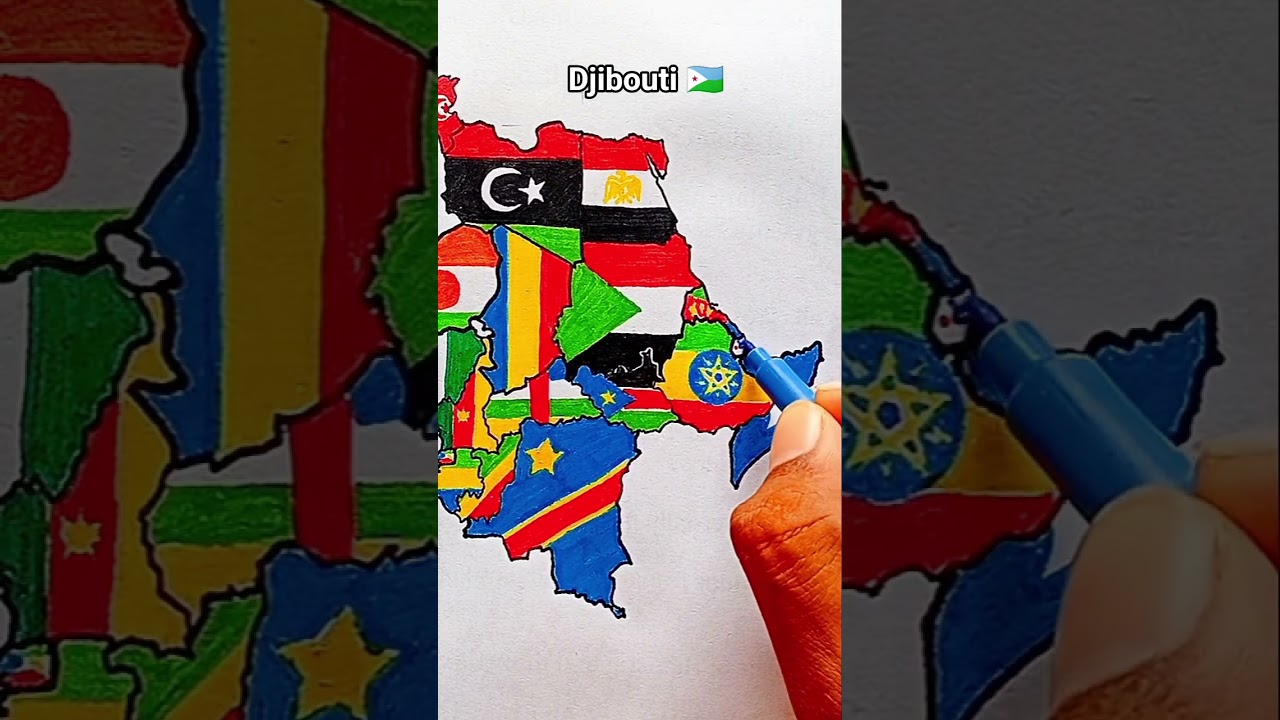 Draw Flag Map of Djibouti 🇩🇯 #djibouti #flag #map