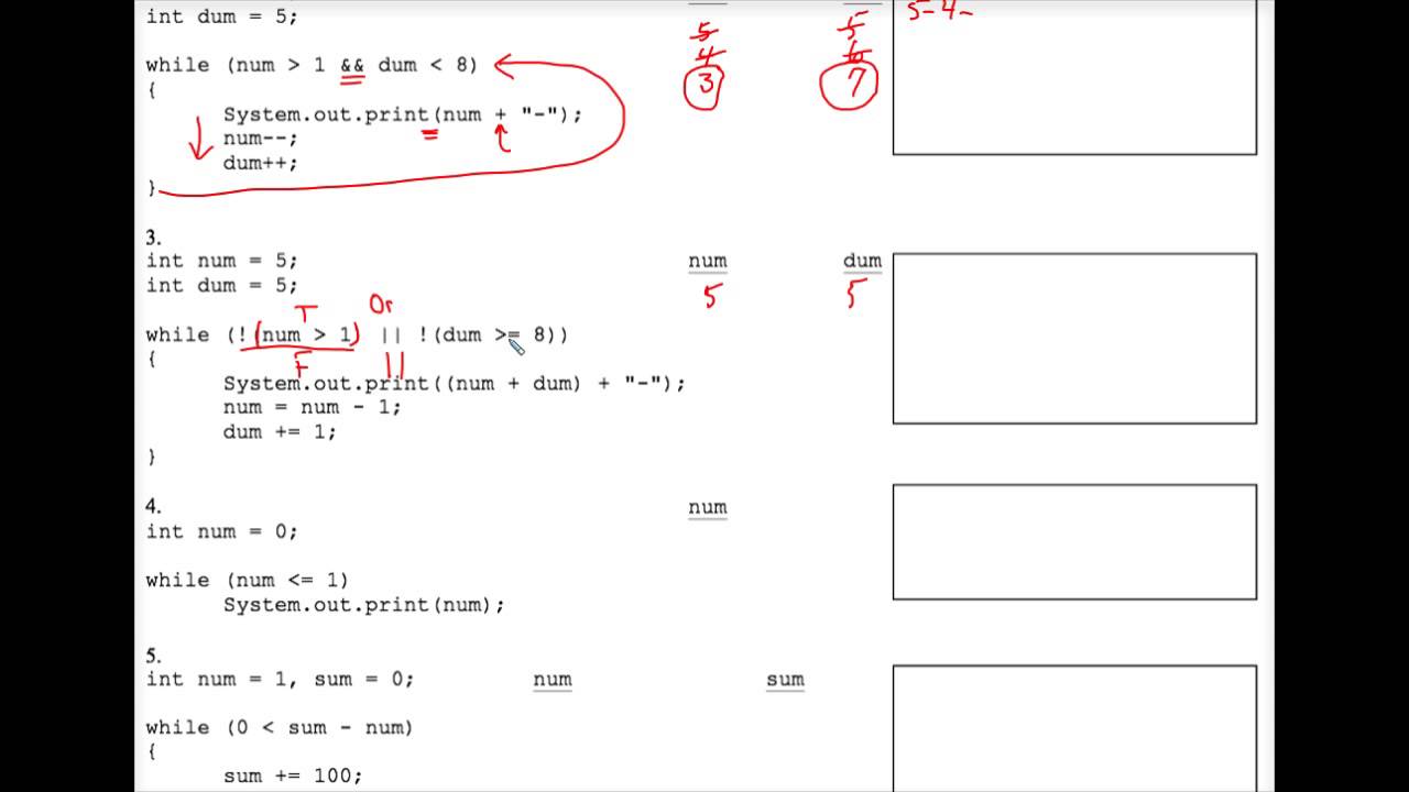Java While Loop Worksheet #2