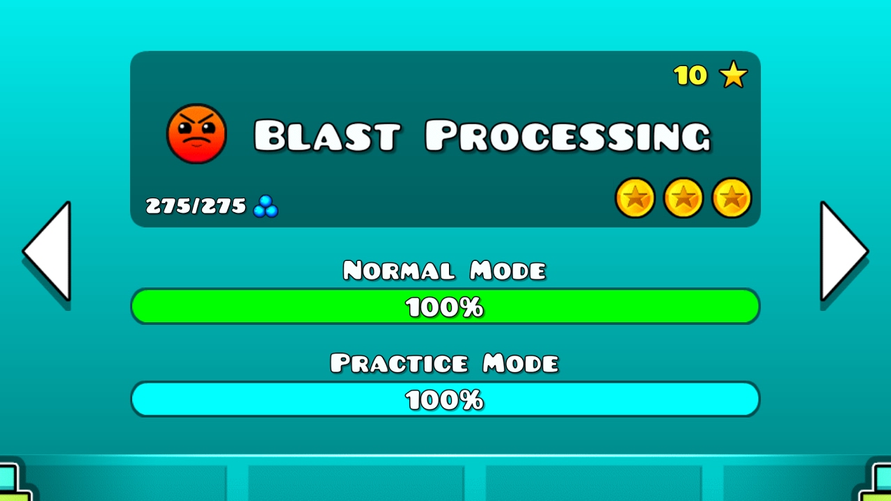 Geometry Dash Walkthrough - Level 17 (Blast Processing) [ALL COINS]
