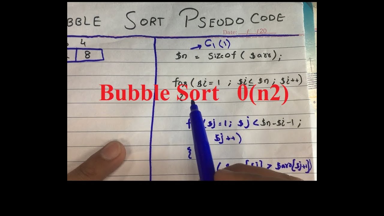 Bubble Sort Algorithm | Analysis | Time Complexity | Pseudo Code