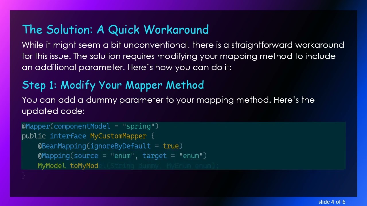 How to Fix the Can't generate mapping method from enum type to non-enum type Error in MapStruct 1.3