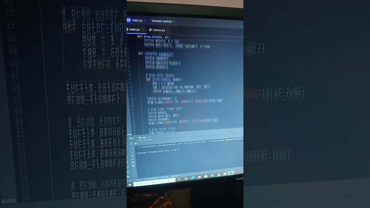 🔥 Python UI Rangoli Design  Beautiful Multicolor Rangoli Using Python Turtle Creative Coding Project