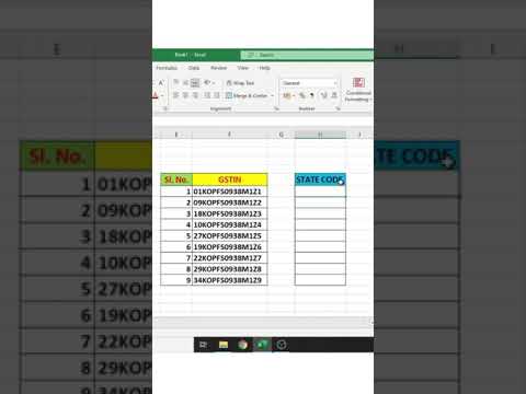Extract State code from GST Number || How to extract state code from GSTIN in excel | #Shorts #short
