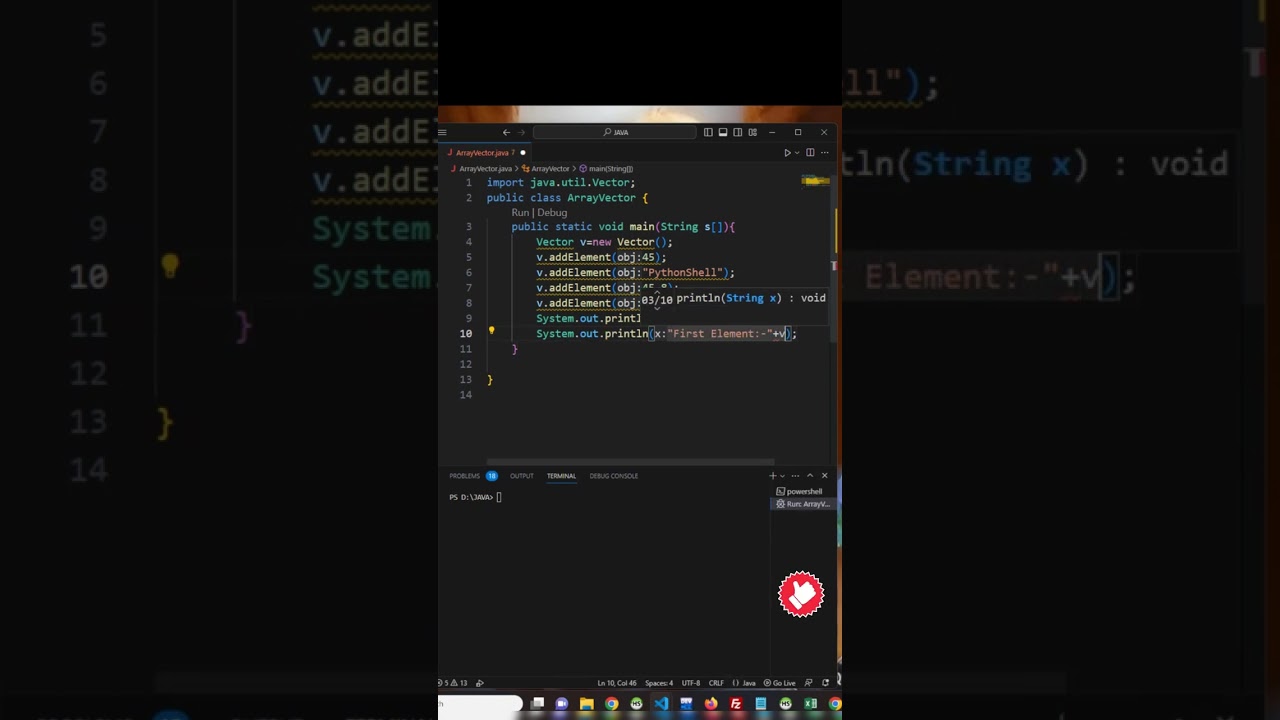 From Beginner to Expert: Adding Elements to Java Vector. #java #coding #programminglanguage