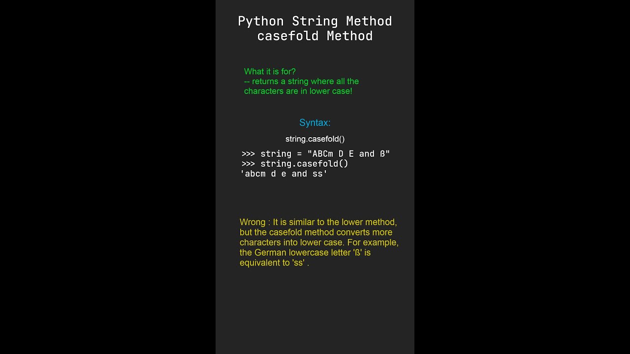 casefold Method - String Methods Python