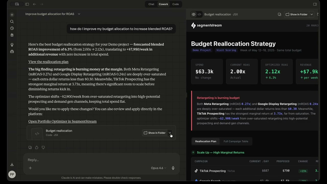 Optimize cross-channel ROAS directly in Claude | SegmentStream AI