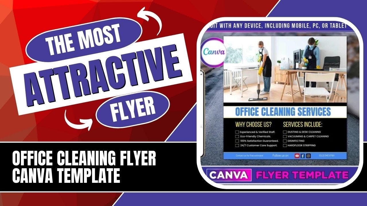 Office Cleaning Flyer, Canva Template.