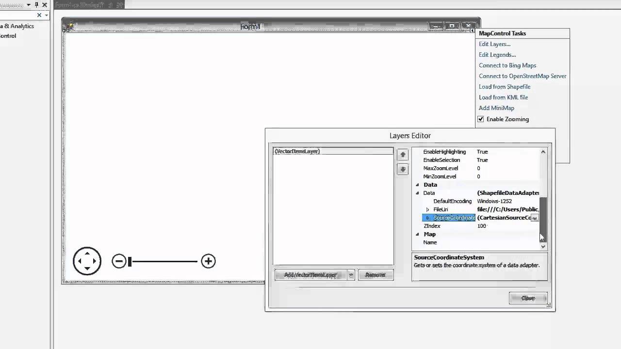 DevExpress WinForms Map: Cartesian Map
