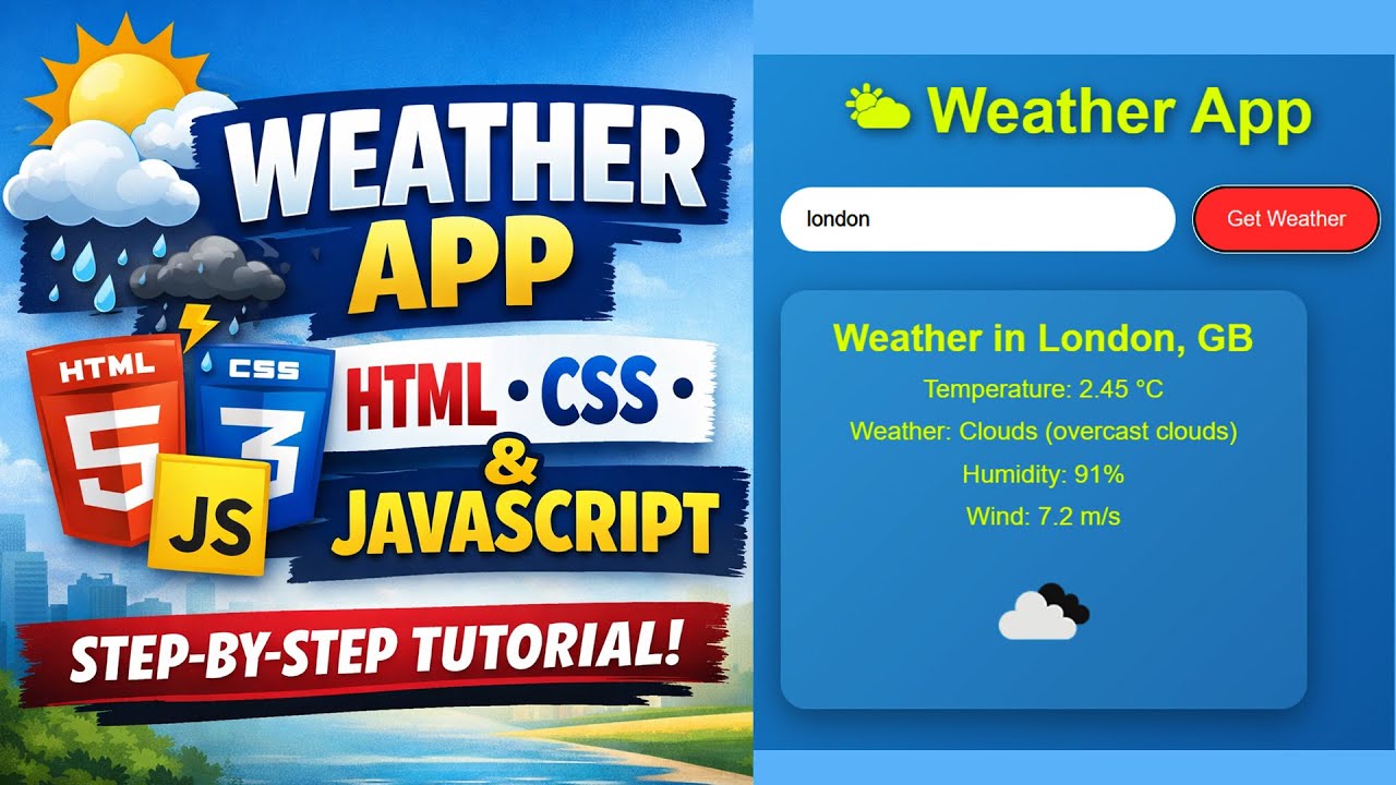 Weather App using Html CSS and Javascript | Source code Included