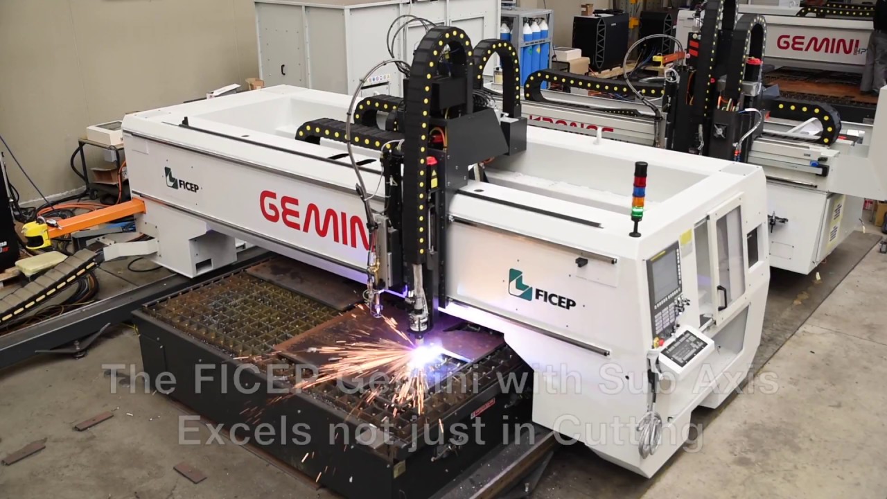 FICEP's Gemini Plate Processor with Sub-Axis Spindle Positioning