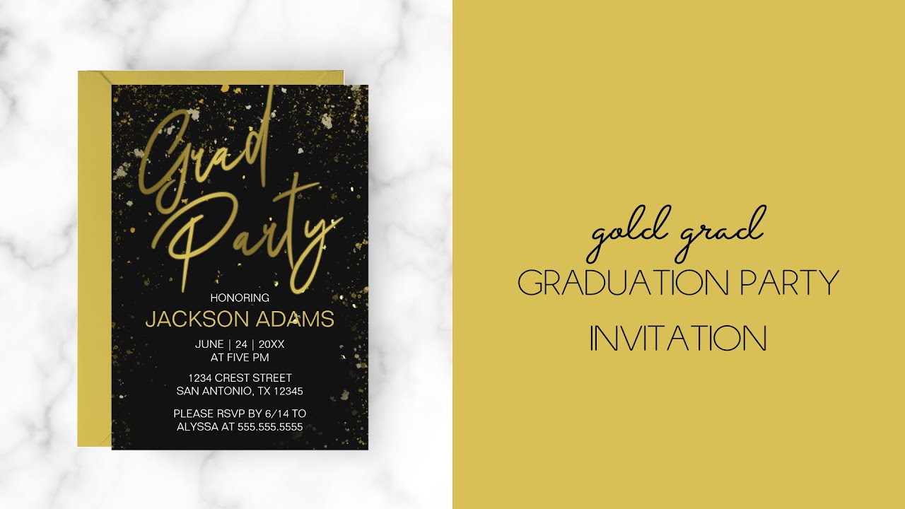 How to Edit Your Gold Grad Graduation Party Invitation