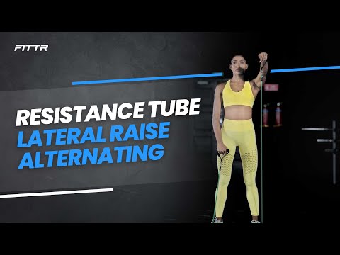 How To Do Resistance Tube Lateral Raise (Alternating) | Exercise Video