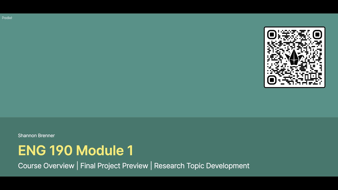 SNHU ENG190 Module 1 Overview