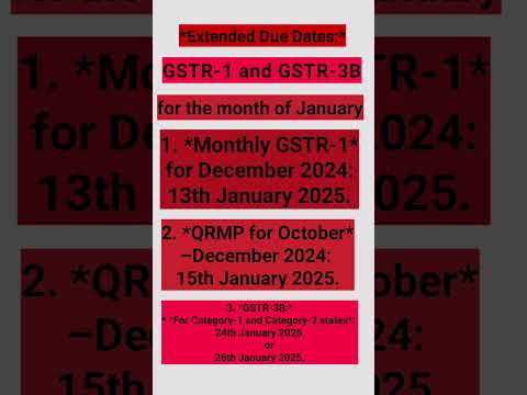 Extend the due dates of GSTR-1 and GSTR-3B for the month of January. #gsttax #gstr1 #gstr3b