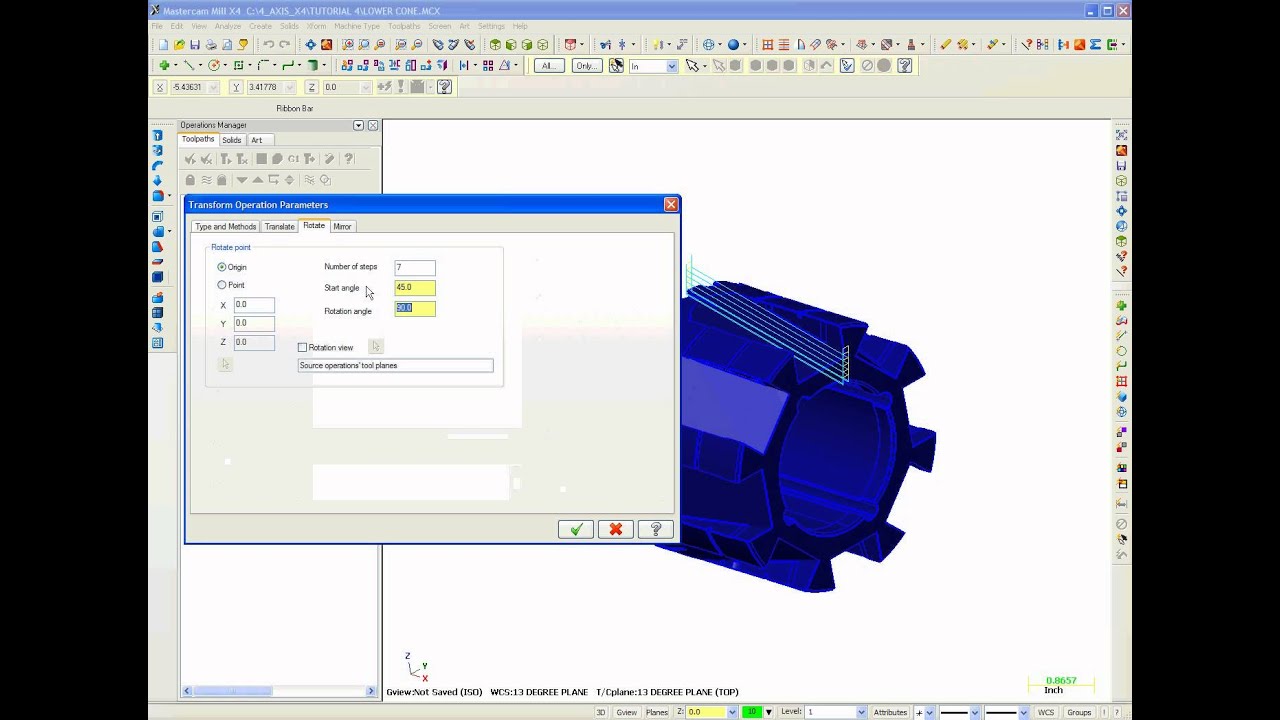 Transform 13 toolpath