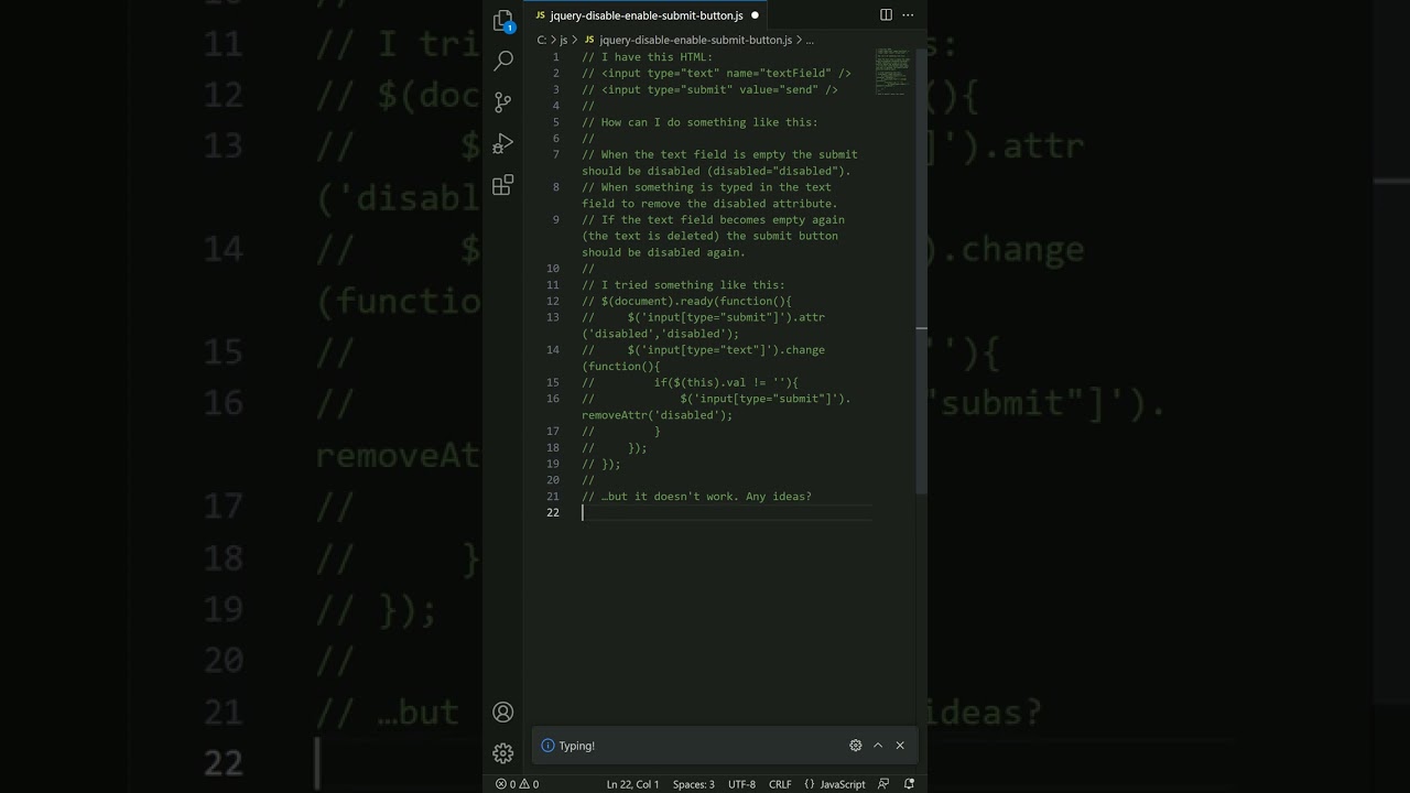 javascript - jQuery disable/enable submit button