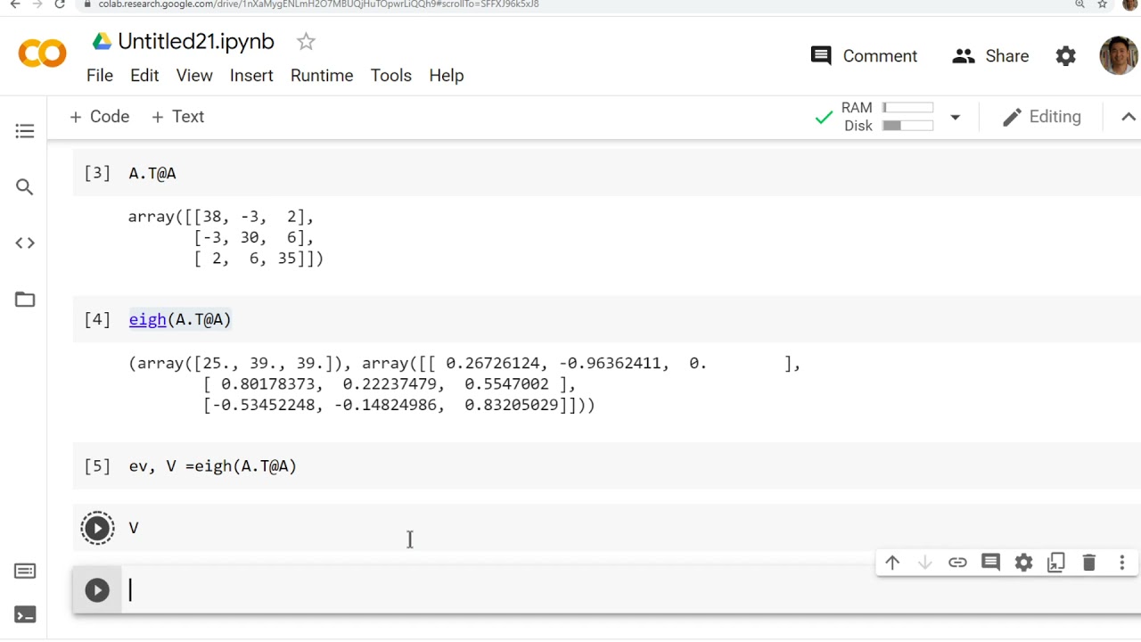 Getting singular value decomposition using python