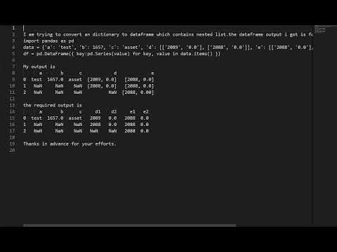 Convert nested list in dictionary to dataframe[SOLUTION]