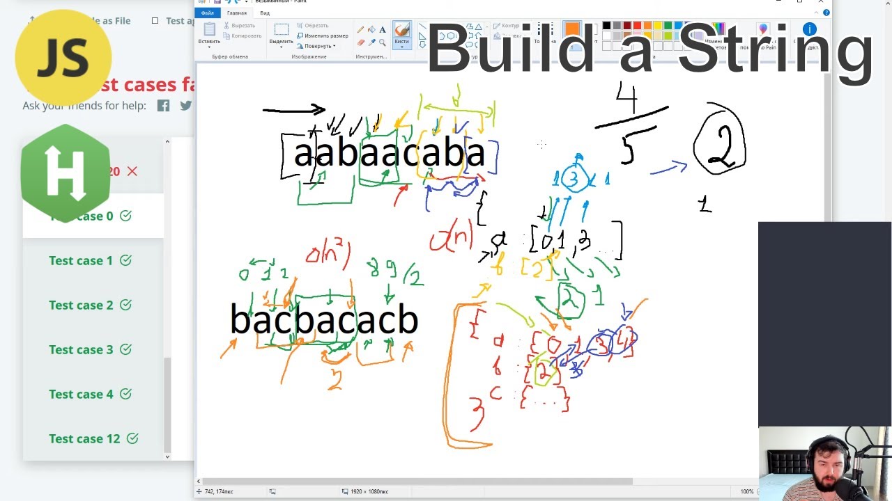 [Hard](FAILED) Build a String (Hackerrank, javascript, graphs, path finding)