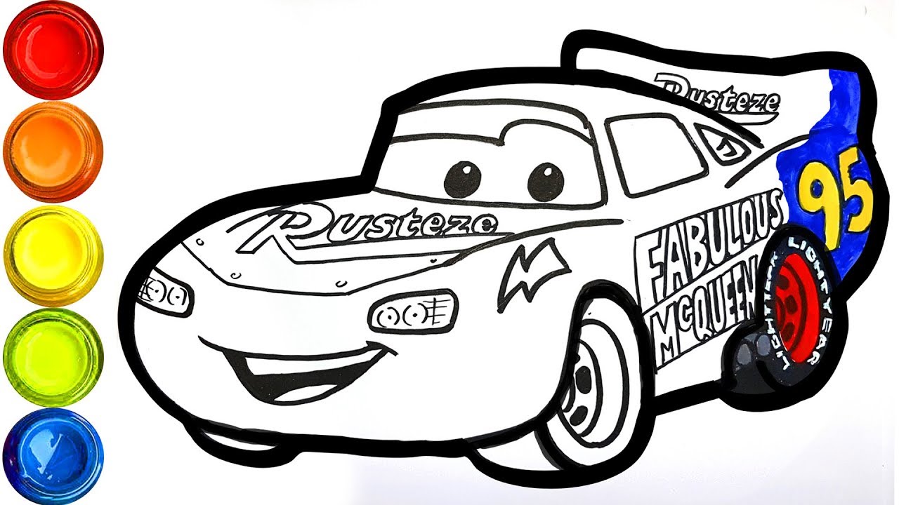Draw a car Fabulous Lightning McQueen for kids (Cars 3) Coloring Page 💡 Tim Tim TV