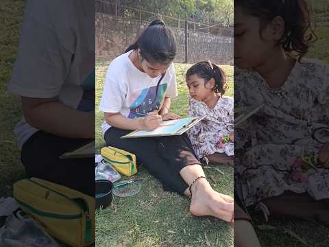 Day-1 live water colour painting prectice Location Qutab Minar #shorts #qutubminar #viral #art