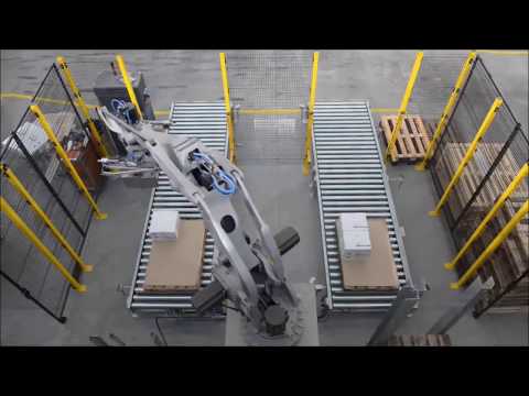 Comau PAL 180 – palletizing boxes of paints and thinners – Robotek