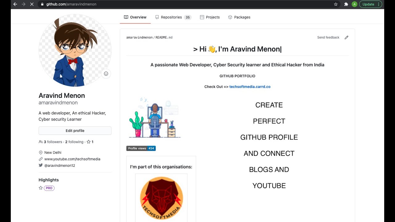 Create A Github Profile Readme (New)| Github Tuts | Github readme | Github blog and youtube workflow