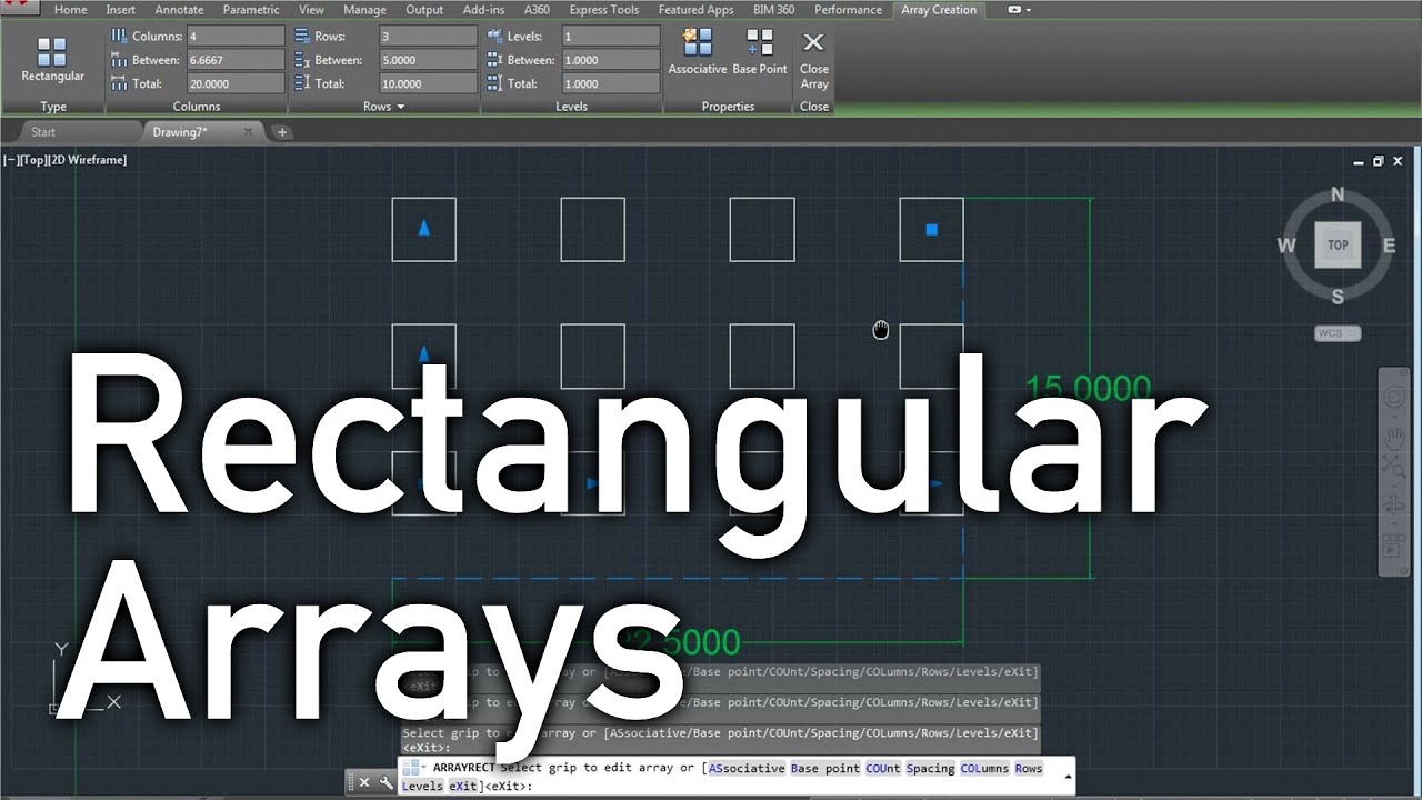 AUTOCAD - RECTANGULAR ARRAYS in Under a Minute