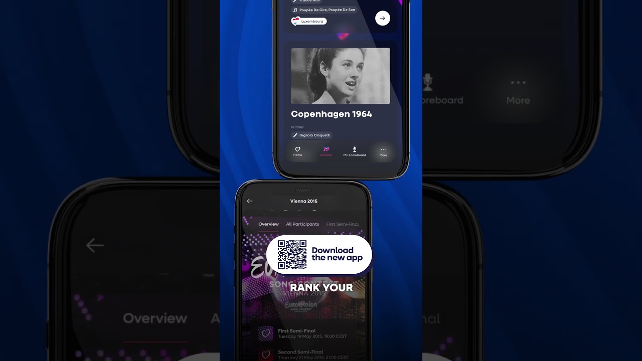 70 years of #Eurovision in one app, available to download now 🥳 📱