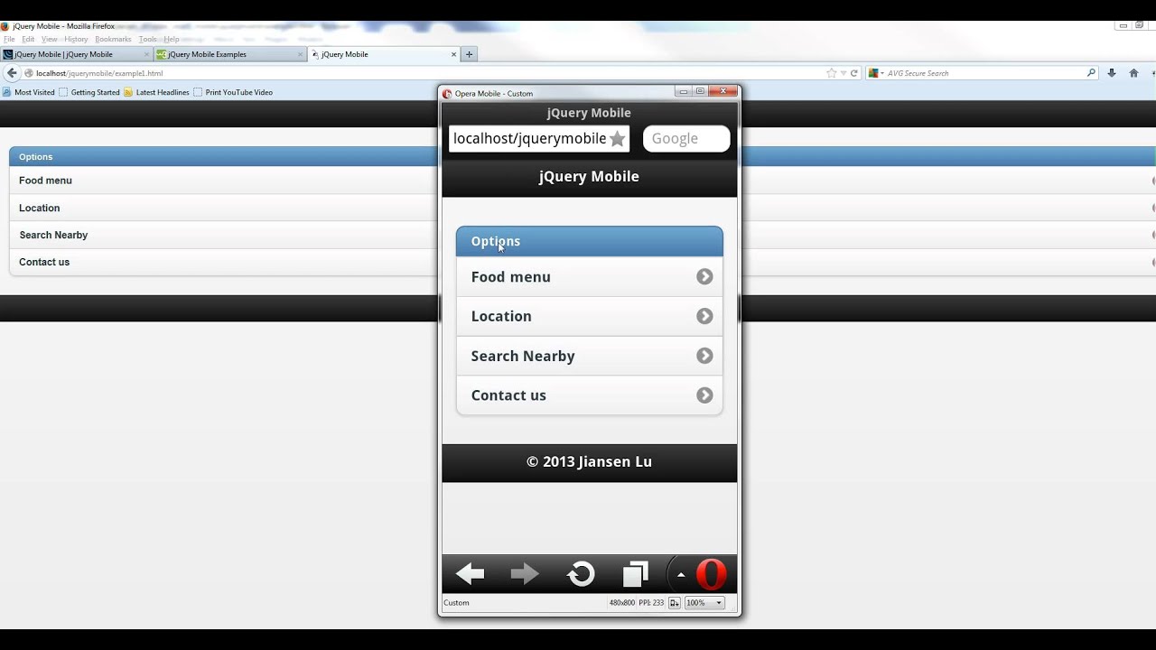jQuery mobile  example