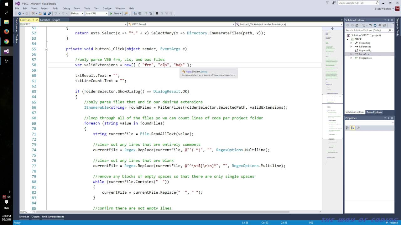 C#: Classic Visual Basic Code Counter Example