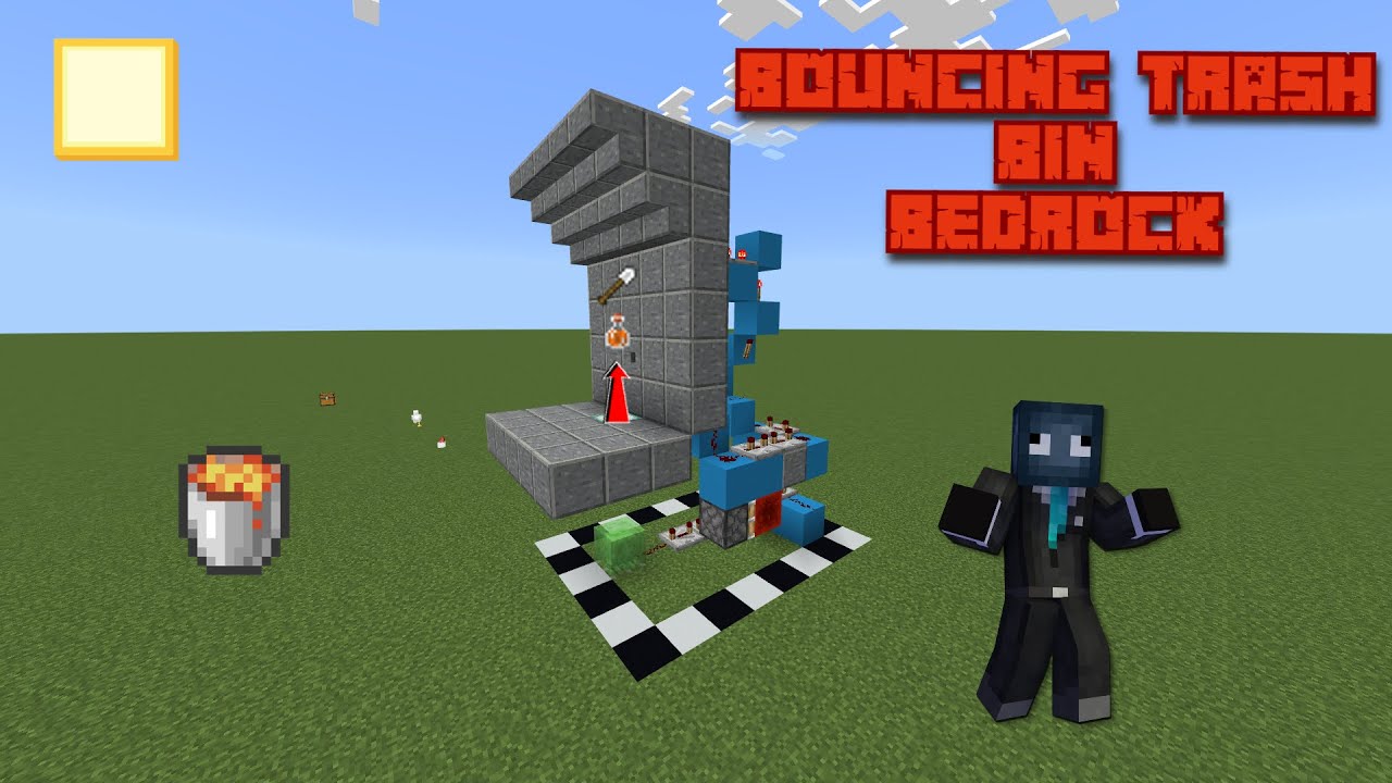 Minecraft Bouncing Trash Bin BEDROCK/ WINDOWS! (Tutorial)
