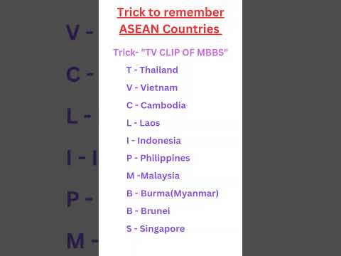 Trick to remember ASEAN Countries !!