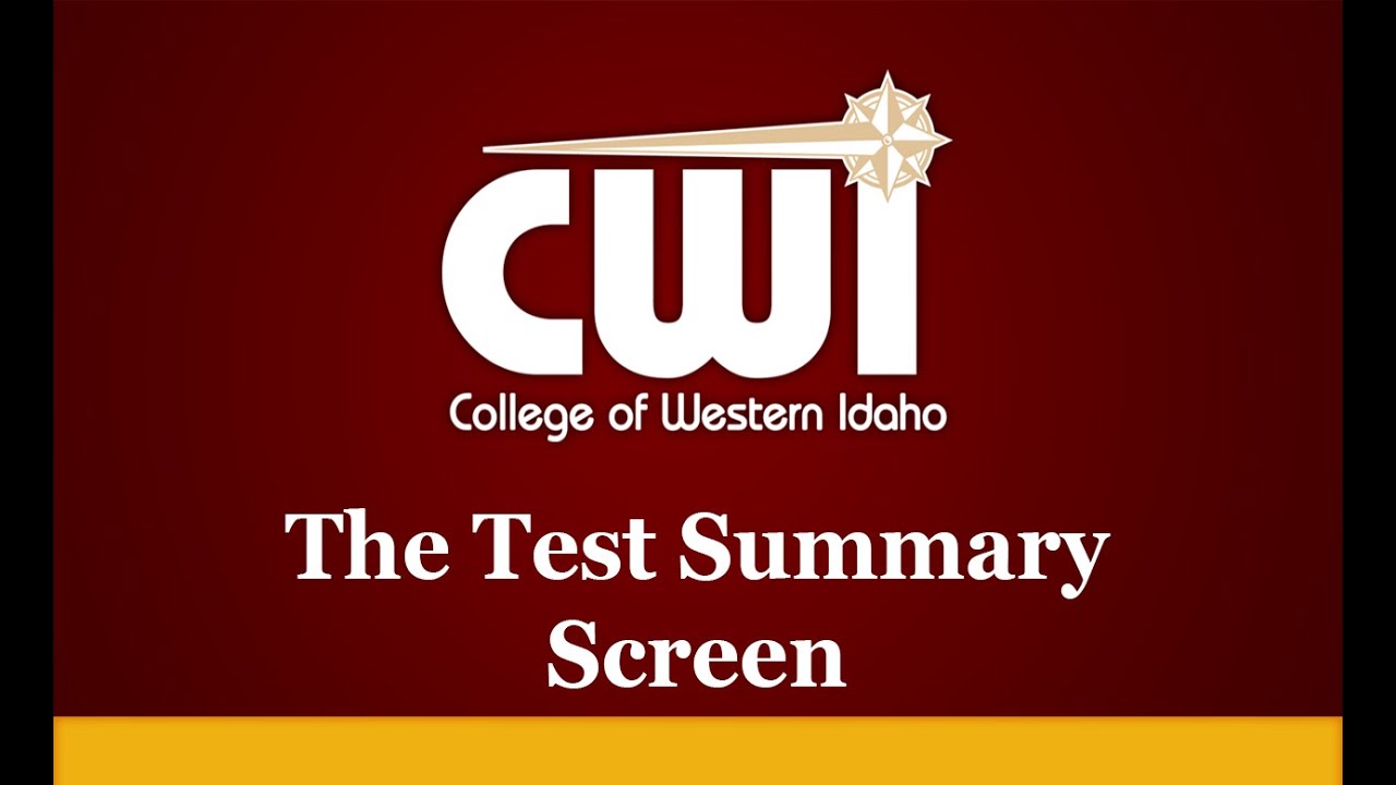 Student Planning - The Test Summary Screen