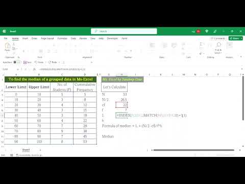 To find Median of Grouped Data in Ms-Excel